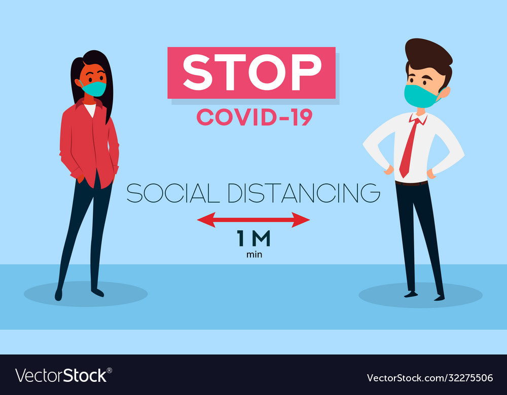 Social distancing people in mask coronavirus Vector Image