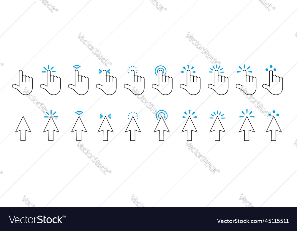 Arrow cursor hand cursor click indicator Vector Image