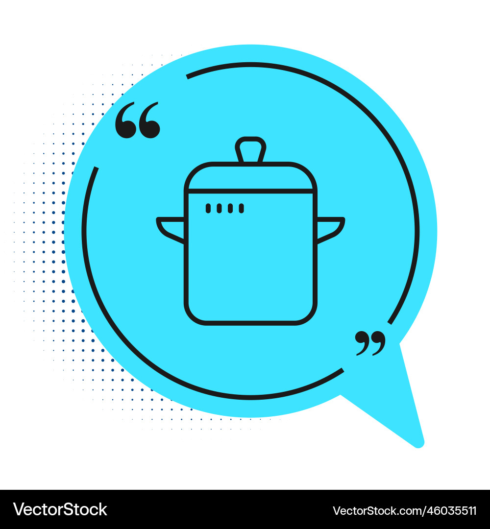 Black line cooking pot icon isolated on white Vector Image