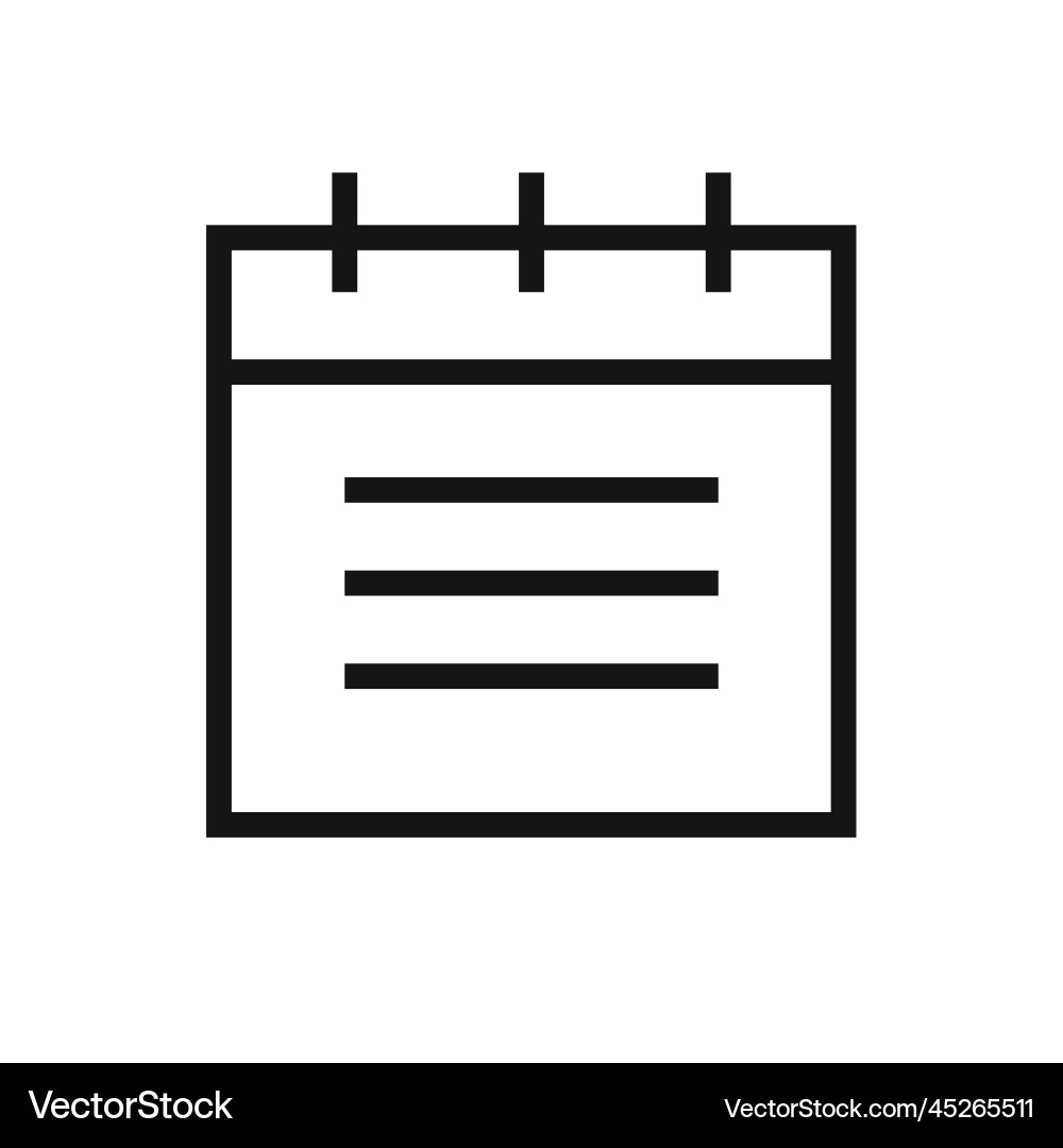 Calendar line icon isolated on white background Vector Image