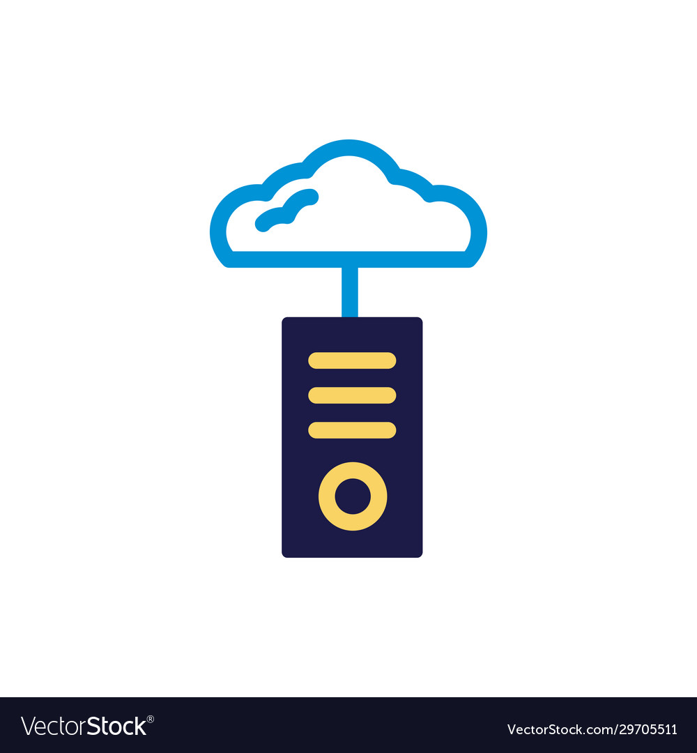 Cloud computing with server lineal color style Vector Image