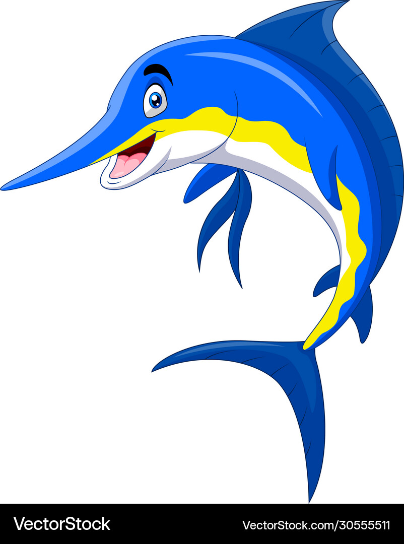 Cute cartoon marlin fish smile Royalty Free Vector Image