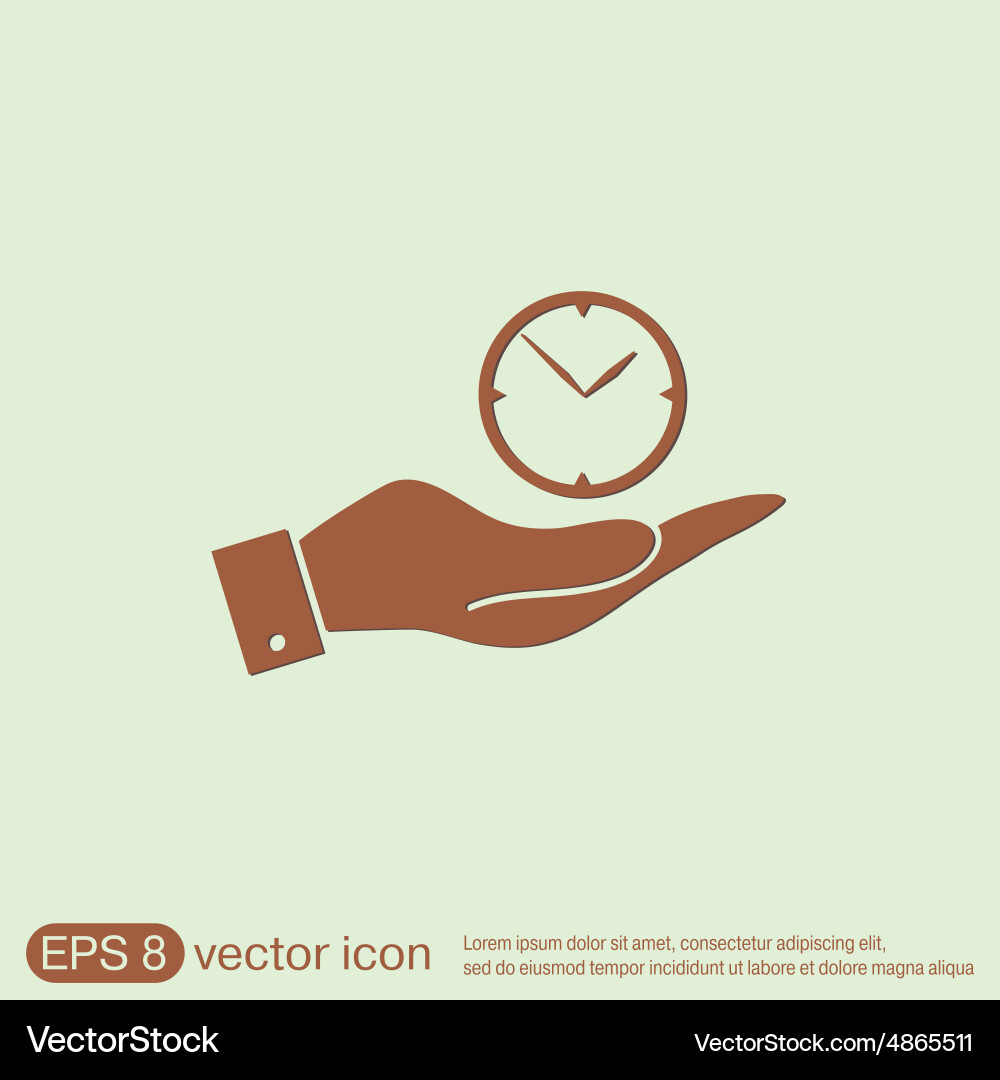 Hand holding a clock icon watch symbol time Vector Image