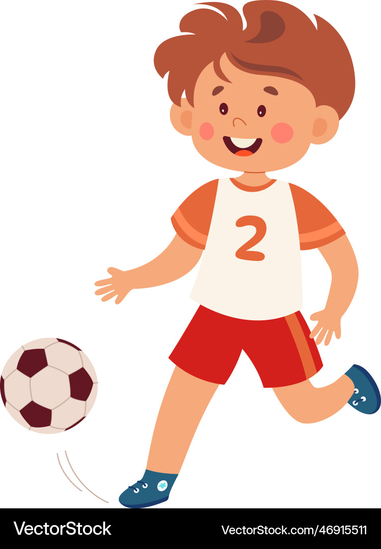 Kid boy playing football Royalty Free Vector Image