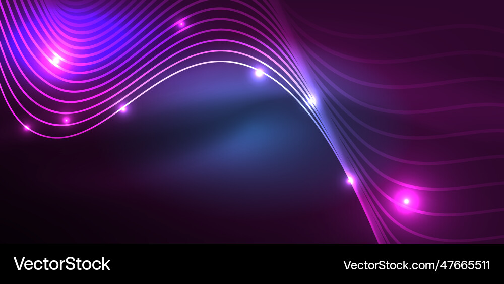 Shiny glowing neon wave neon light or laser show Vector Image