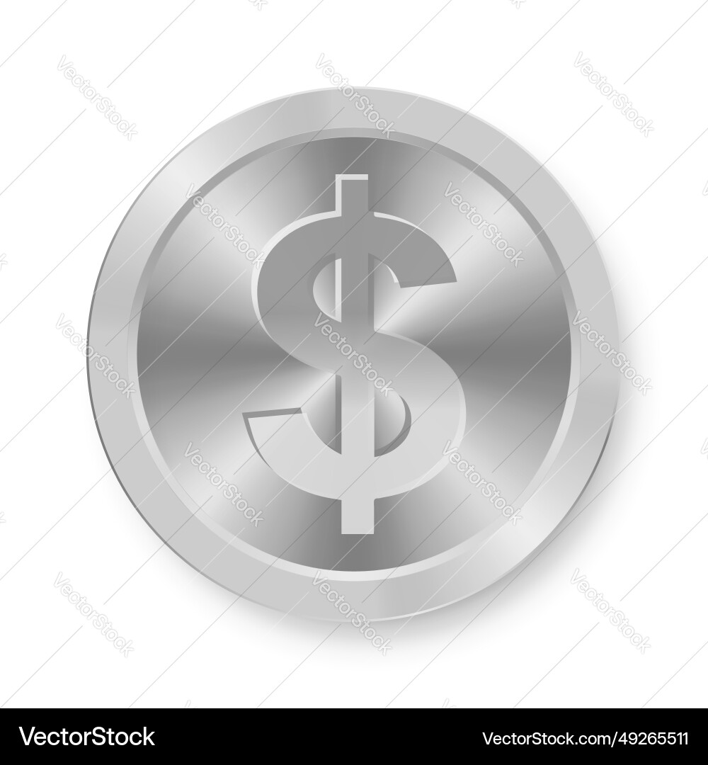 Silver dollar coin concept of web internet Vector Image