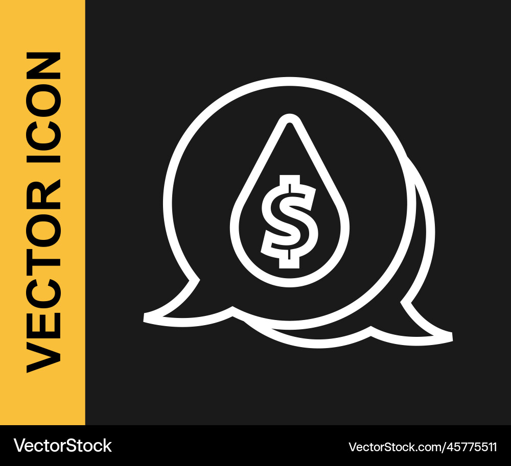 White line oil drop with dollar symbol icon Vector Image
