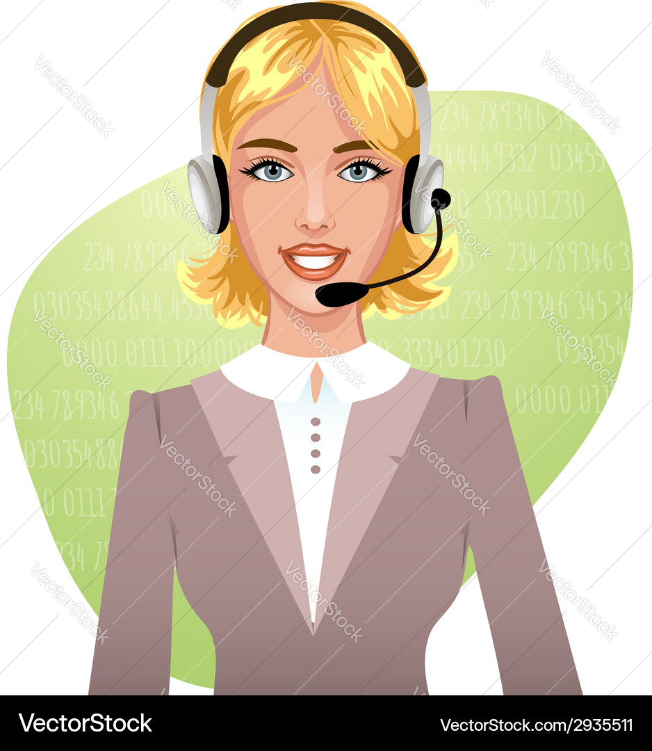 Young woman a call operator eps10 Royalty Free Vector Image