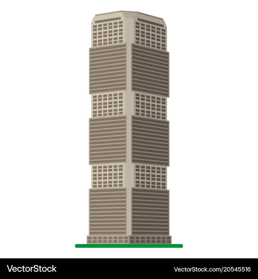 A modern high-rise building on white background Vector Image