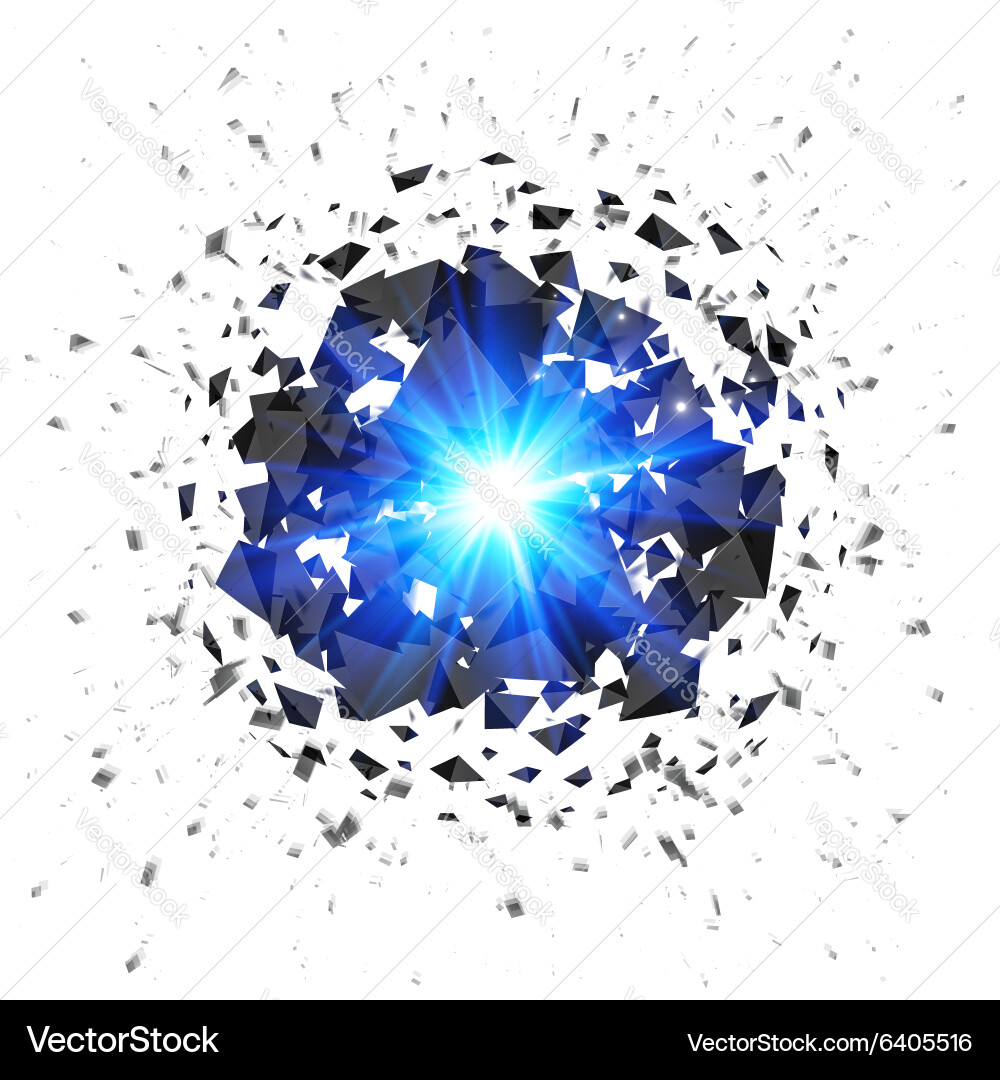 Blue flaming meteor explosion isolated on white Vector Image