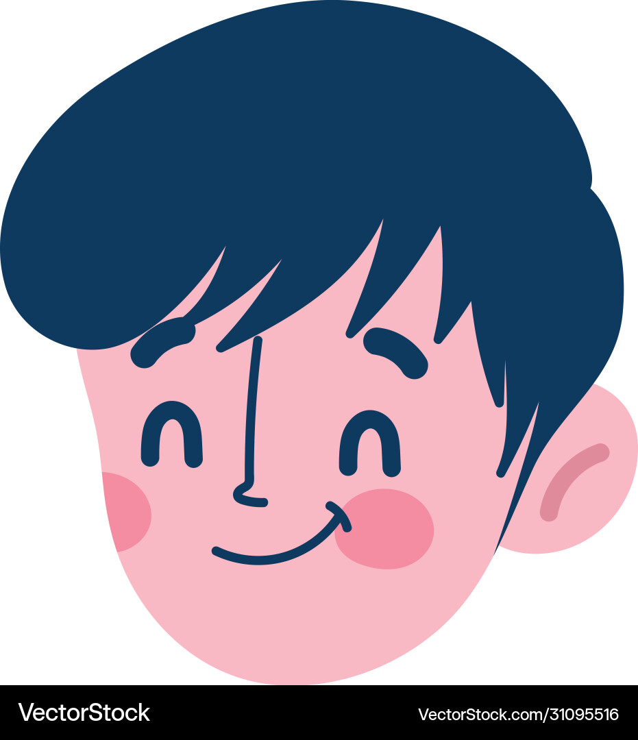 Boy face character avatar isolated icon on white Vector Image