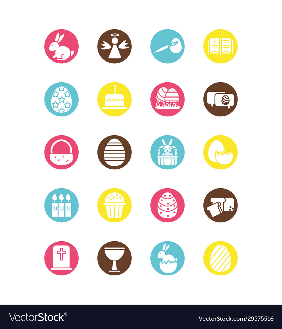 Bundle easter set block icons Royalty Free Vector Image