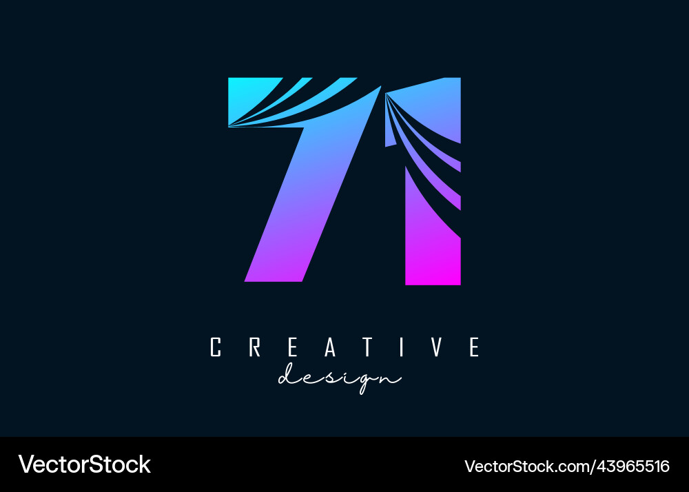 Colorful creative number 71 7 1 logo with leading Vector Image