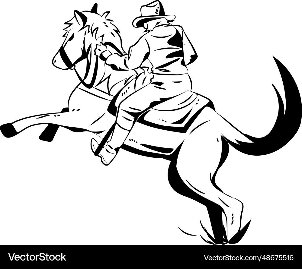 Cowboy hand draw and horse Royalty Free Vector Image