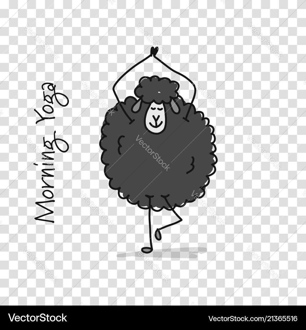Funny sheep doing yoga sketch for your design Vector Image