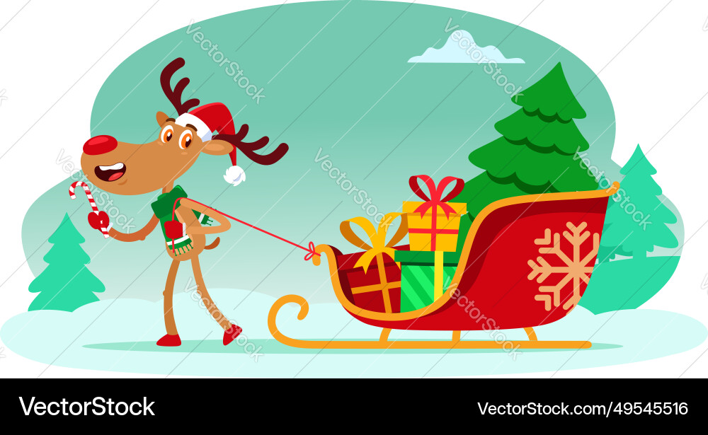 Happy reindeer cartoon character Royalty Free Vector Image