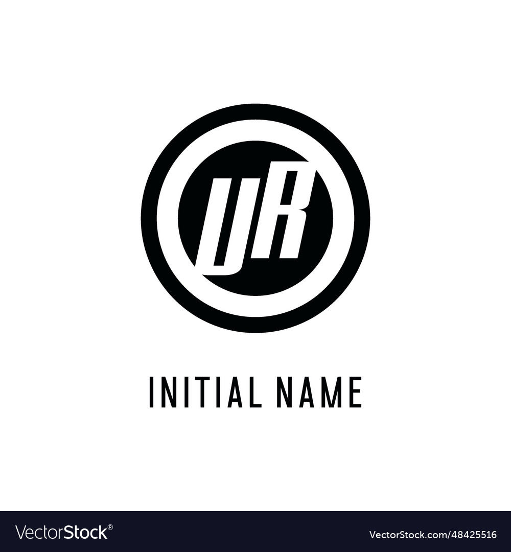 Initial ur logo concentric circle line clean and Vector Image