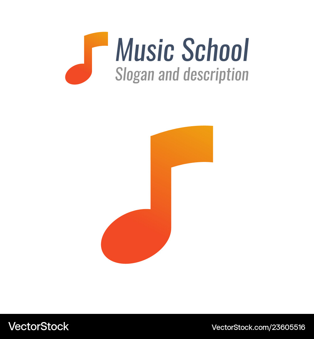 Logo for music school with musical note Royalty Free Vector