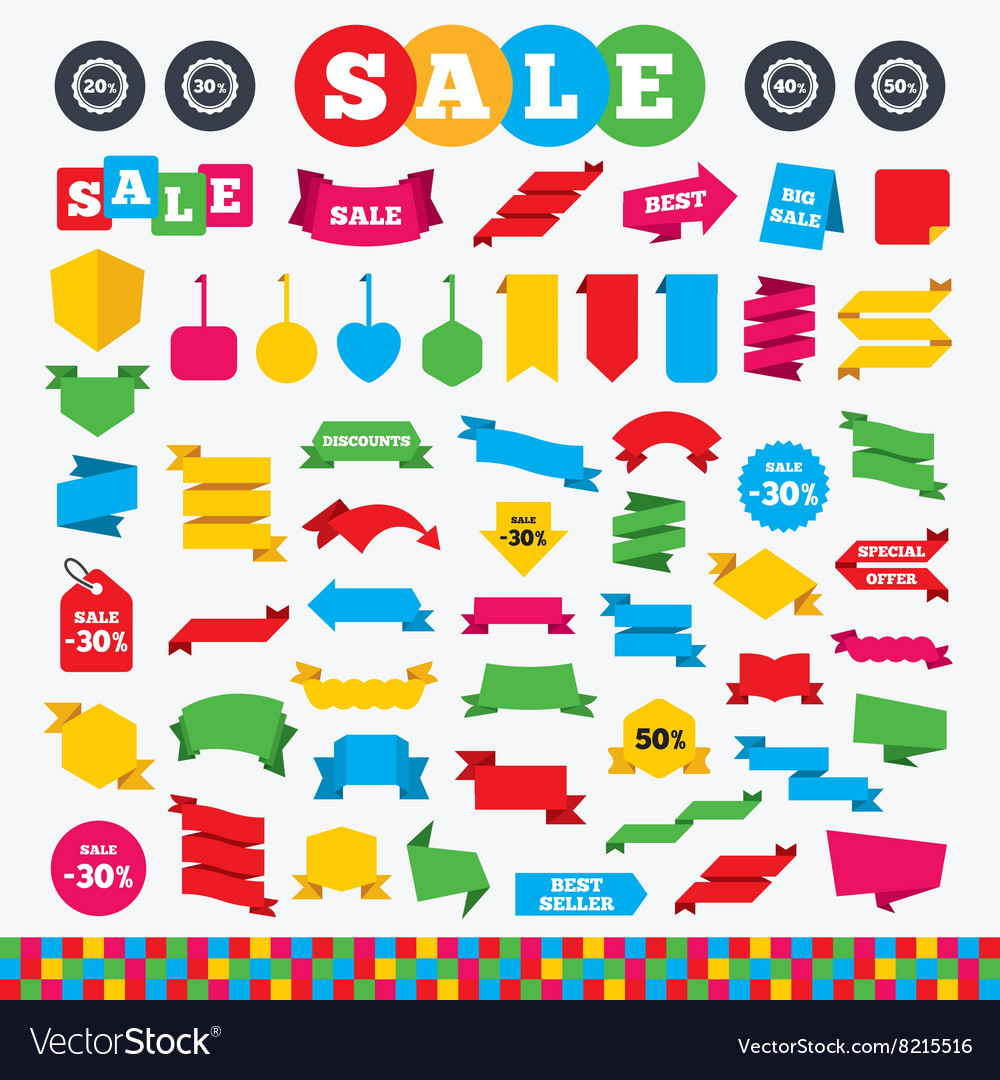 Sale discount icons special offer price signs Vector Image