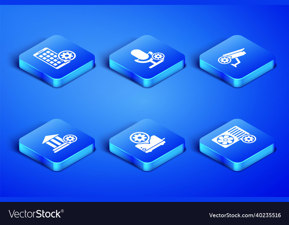 Set Air Conditioner Setting Mobile Apps Toaster Vector Image