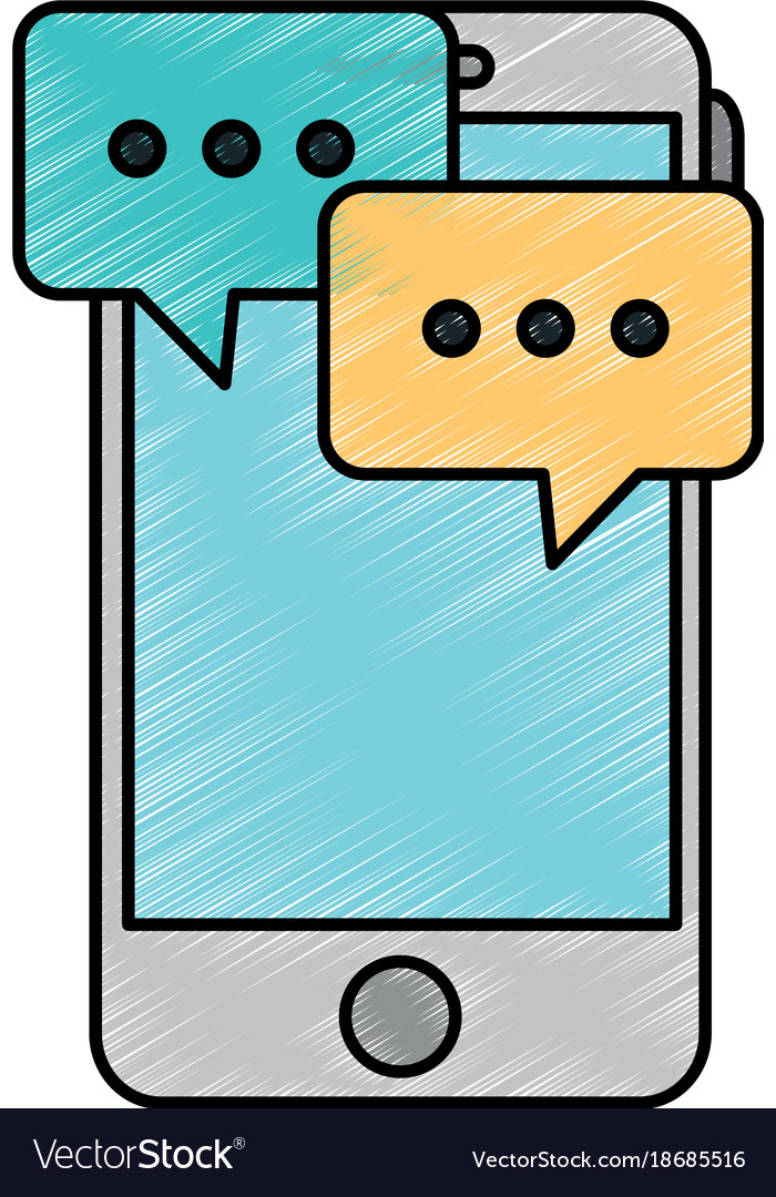 Smartphone device with speech bubbles Royalty Free Vector