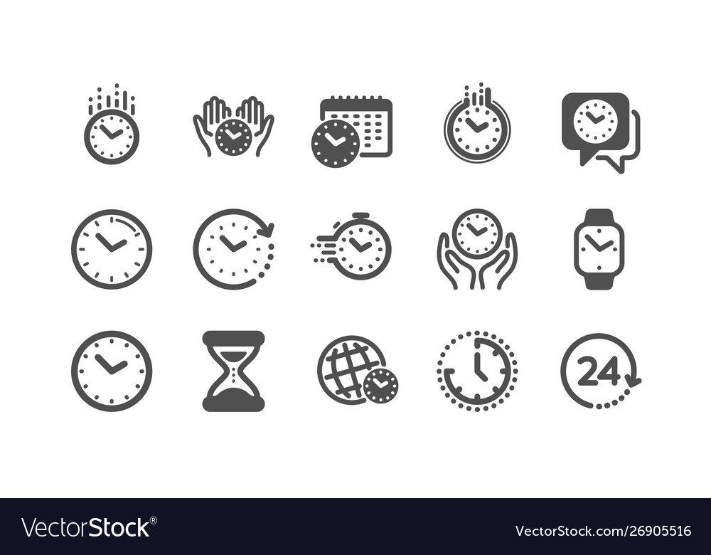 Time and clock icons timer alarm smartwatch Vector Image