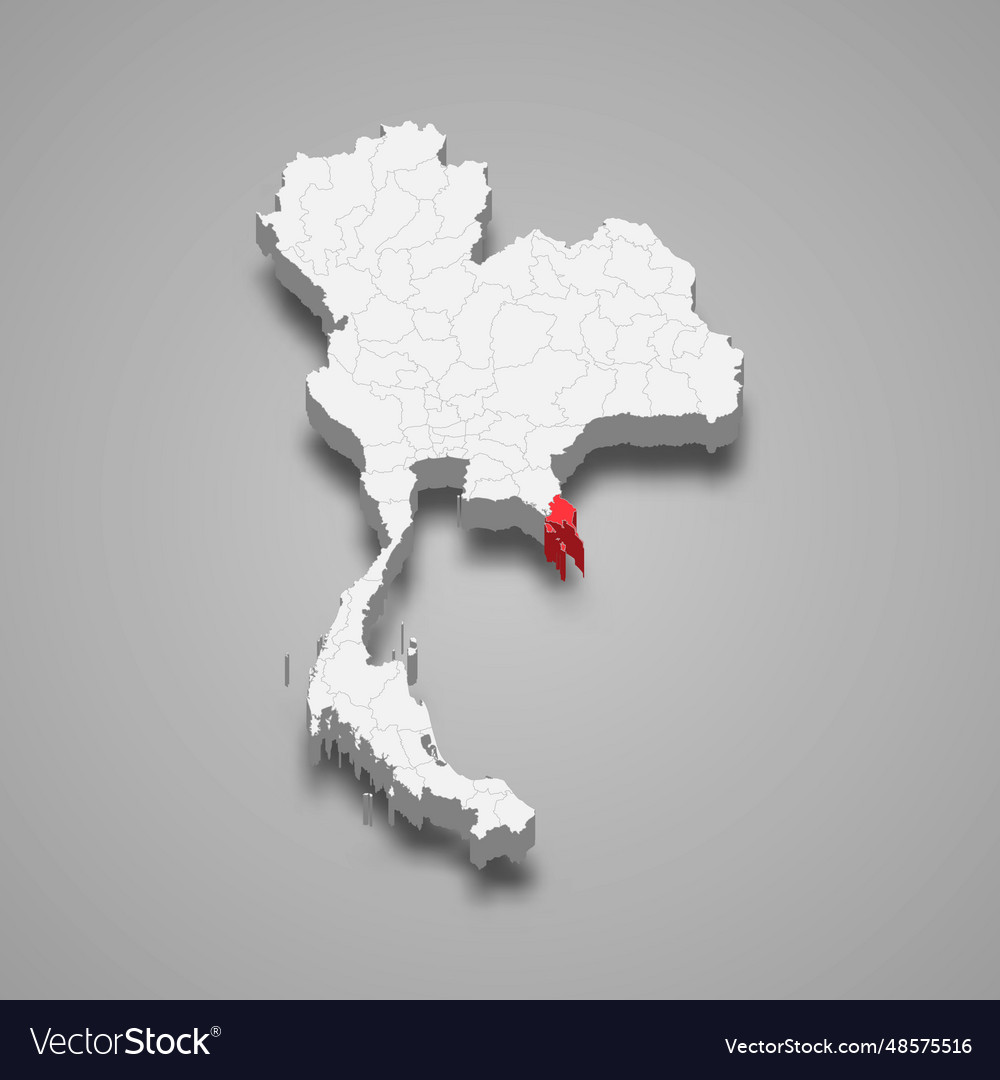 Trat province location thailand 3d map Royalty Free Vector