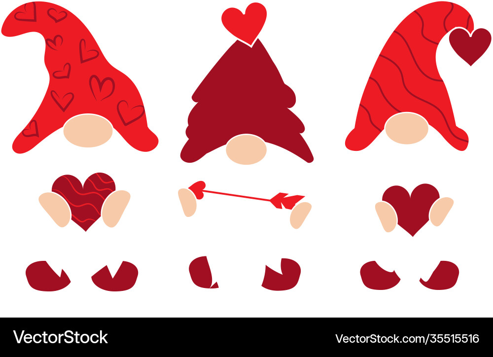 Valentines day gnomes with hearts Royalty Free Vector Image