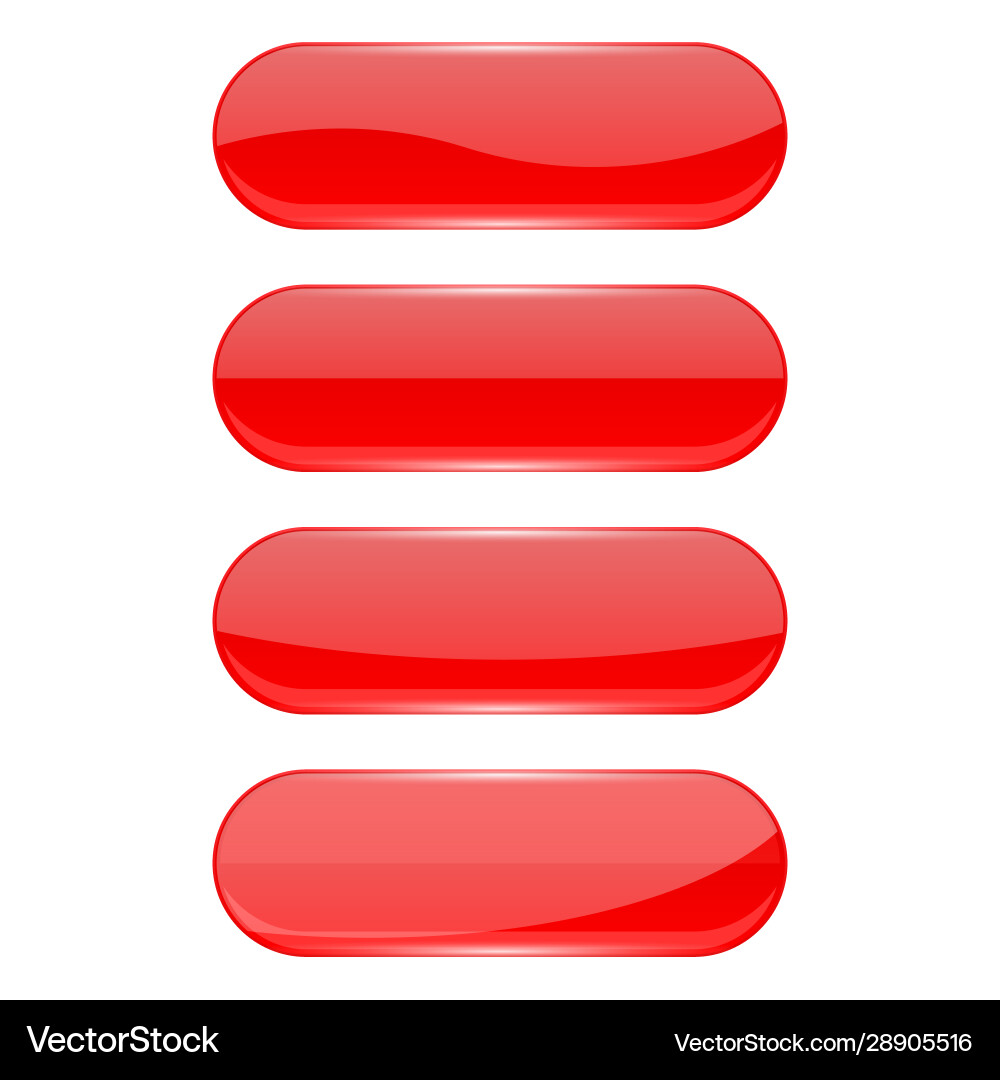 Web glass buttons red shiny oval icons Royalty Free Vector