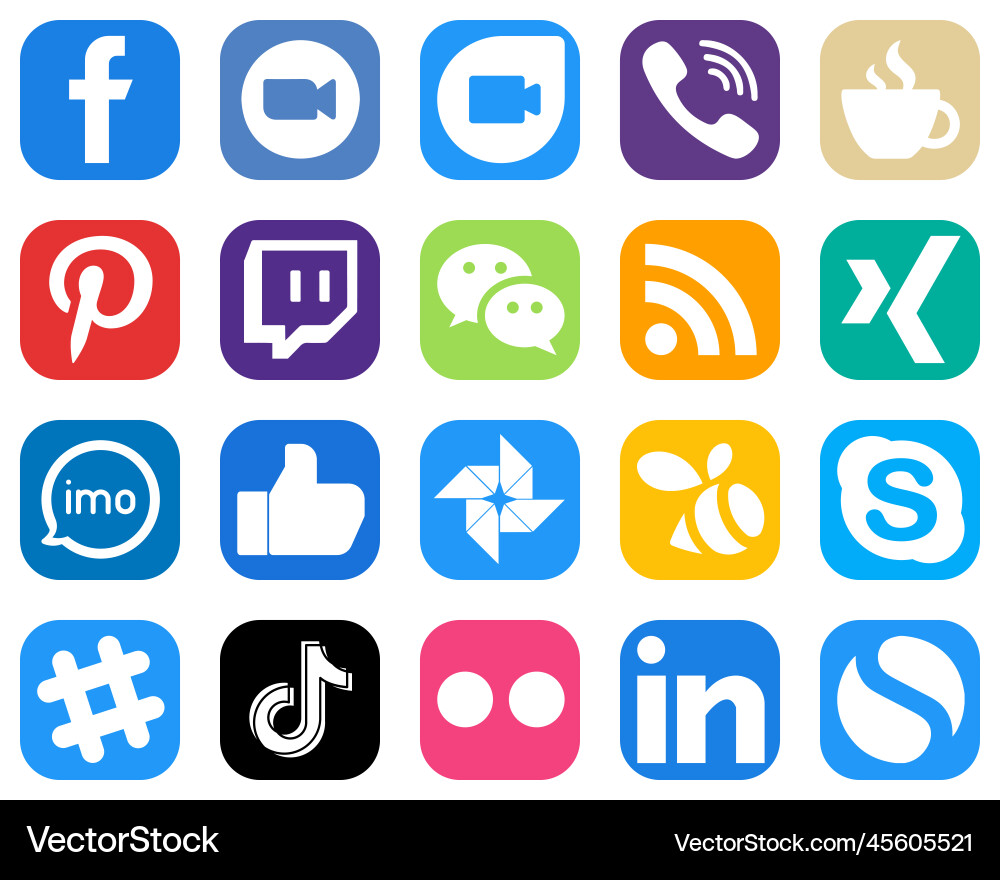 20 professional social media icons Royalty Free Vector Image
