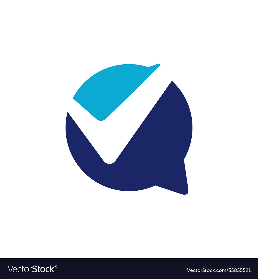 Check talk chat bubble logo icon Royalty Free Vector Image