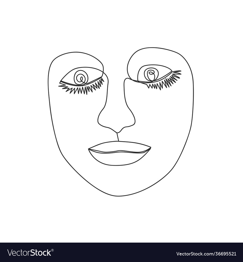 Continuous line drawing set faces Royalty Free Vector Image