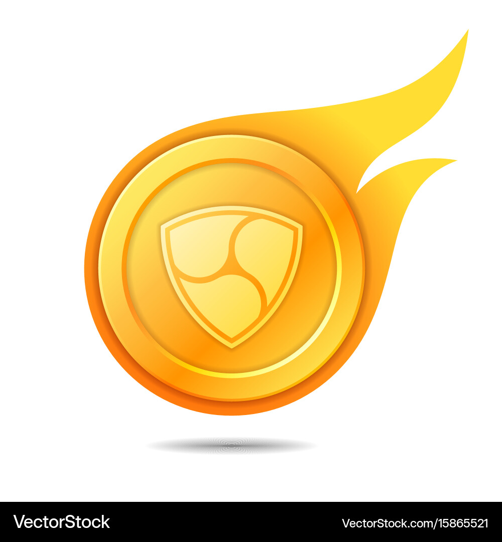 Flaming nem coin symbol icon sign emblem Vector Image