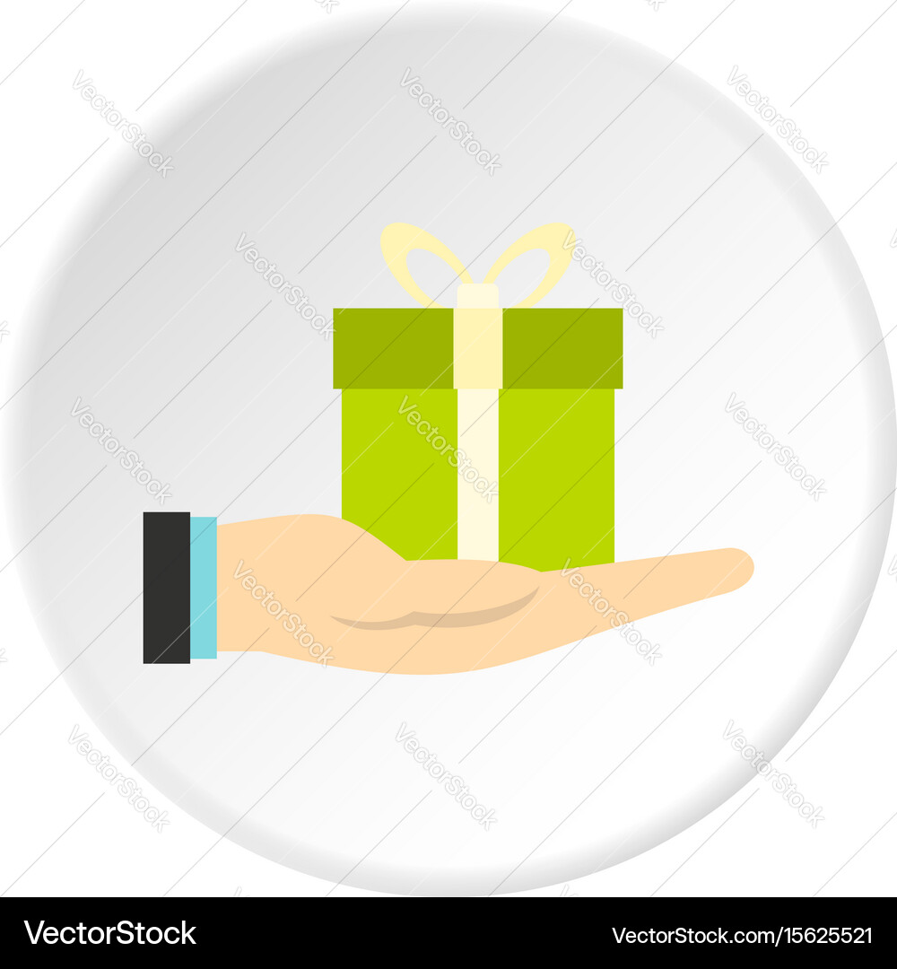 Gift box in hand icon circle Royalty Free Vector Image