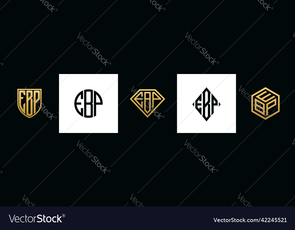 Initial letters ebp logo designs bundle Royalty Free Vector