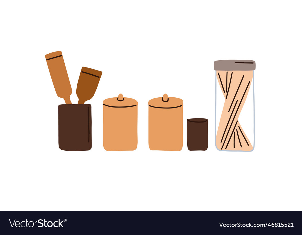 Kitchen utensils tools kitchenware storage Vector Image