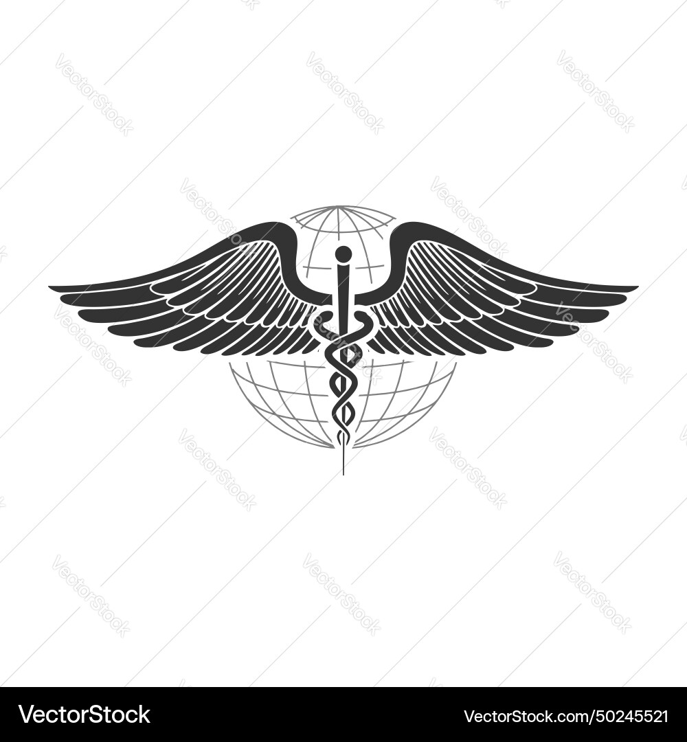 Medical snake caduceus logo sign template Vector Image