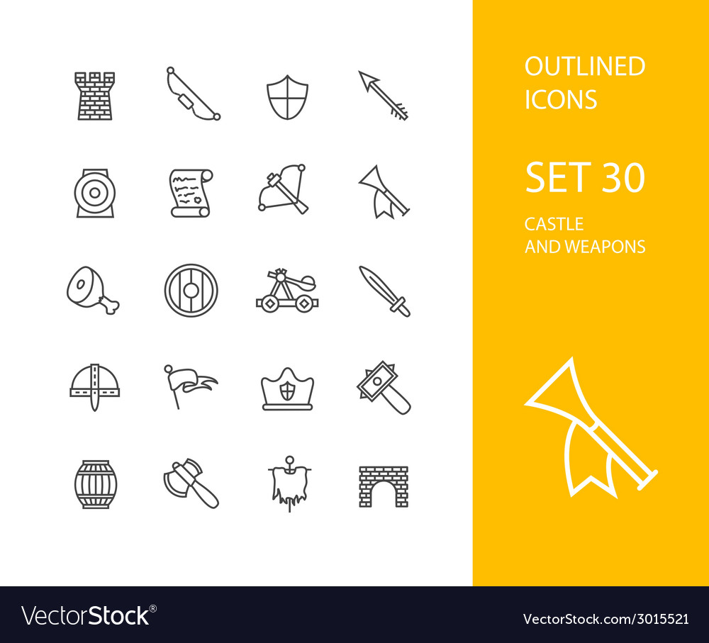 Outline icons thin flat design modern line stroke Vector Image