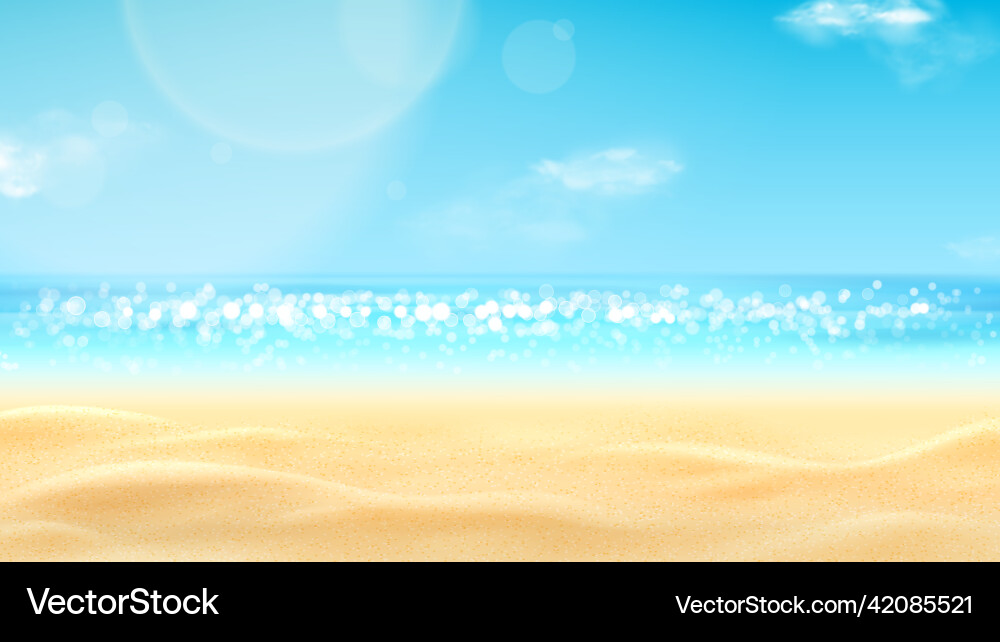 Realistic landscape of summer beach Royalty Free Vector