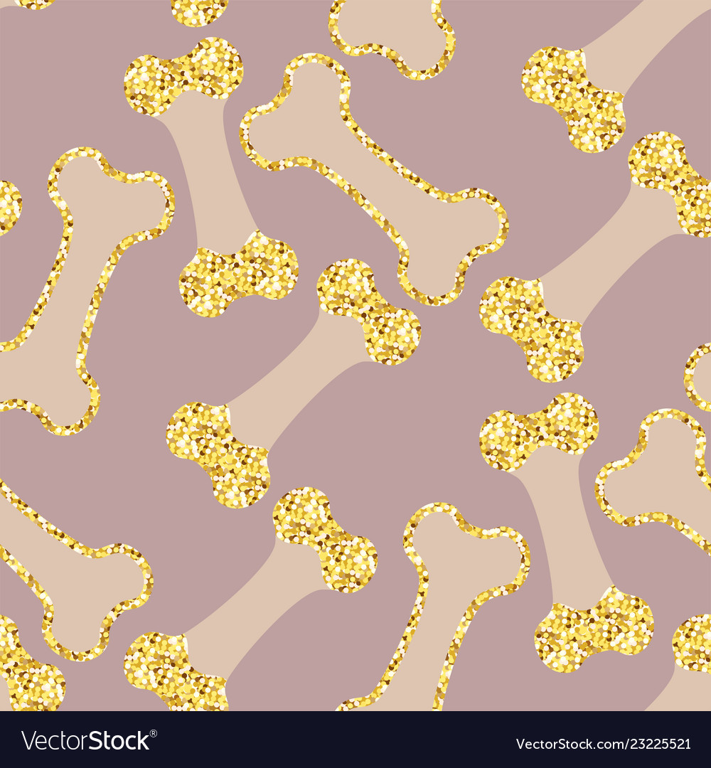 Seamless golden sparkle pattern with dogs theme Vector Image