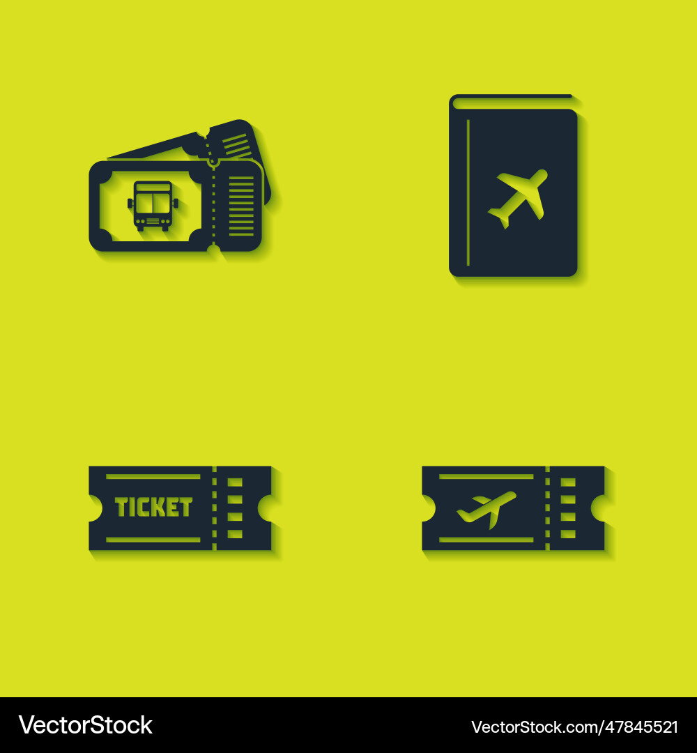 Set bus ticket airline and cover book Royalty Free Vector