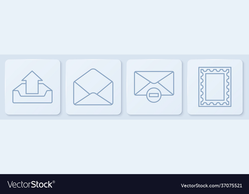 Set line upload inbox delete envelope envelope Vector Image