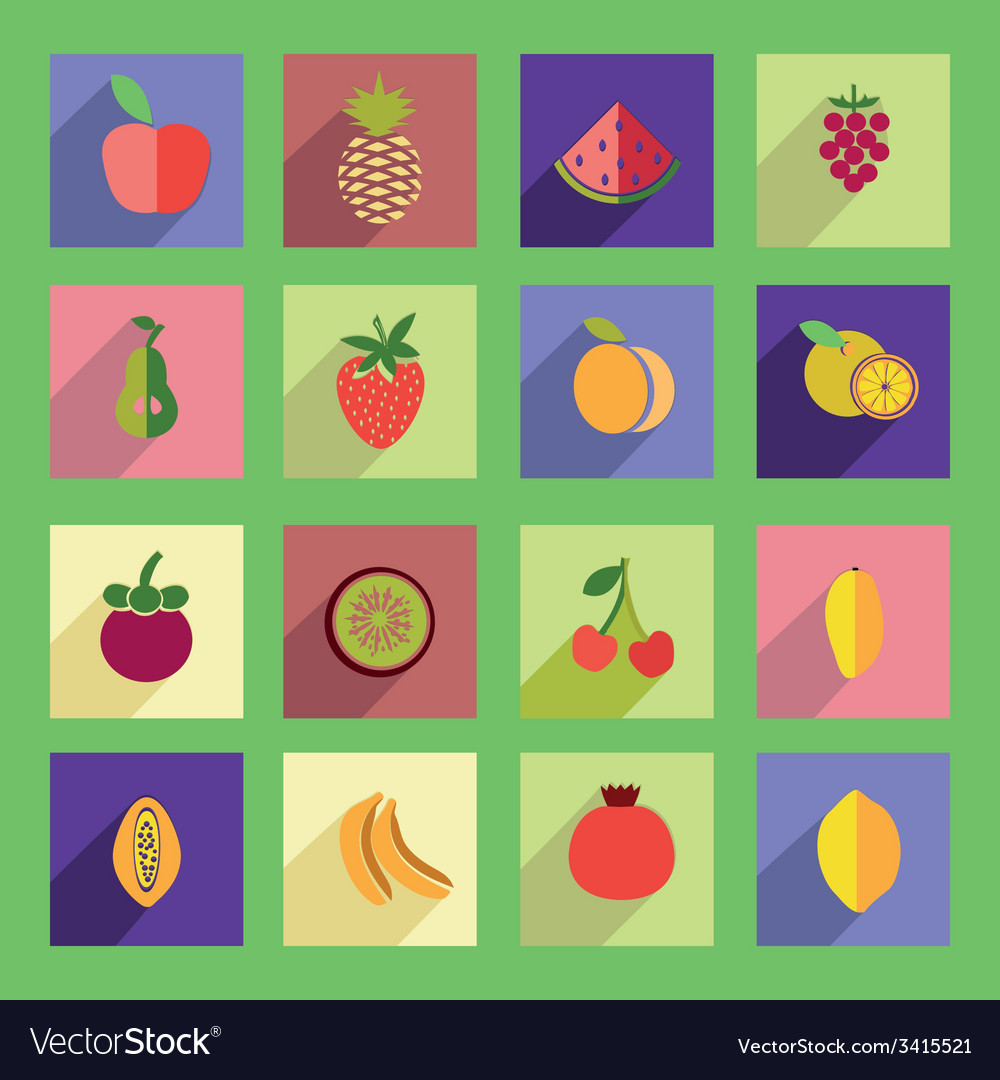 Set of fruits flat icon Royalty Free Vector Image