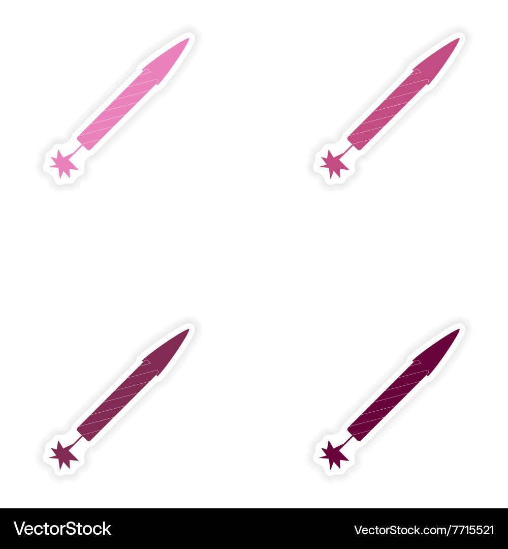 Set of paper stickers on white background rocket Vector Image