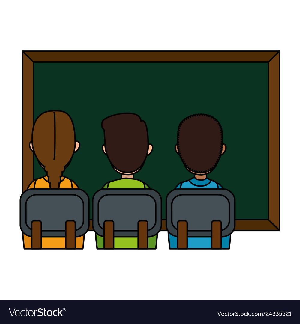 Students class with chalkboard Royalty Free Vector Image