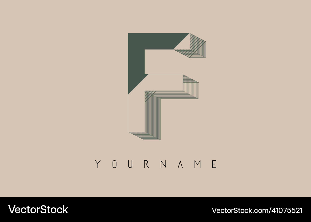 Wireframe f letter logo design in two colors Vector Image