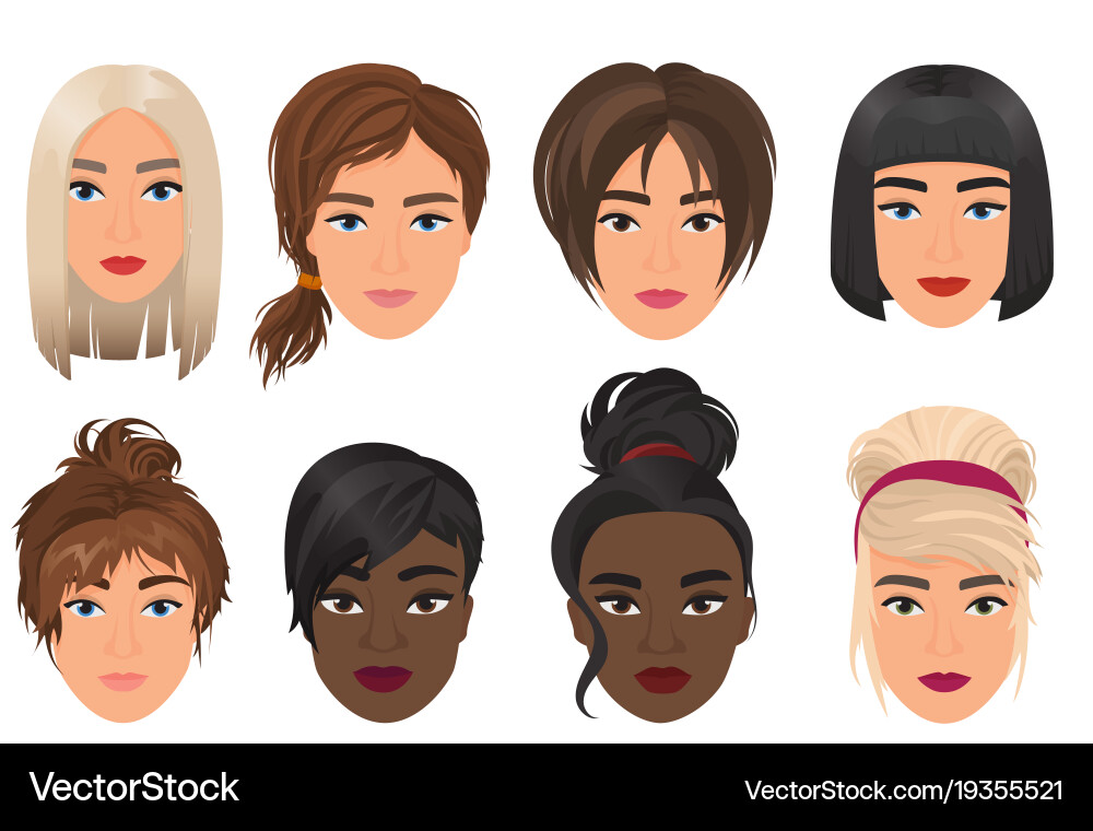 Woman female avatar set Royalty Free Vector Image