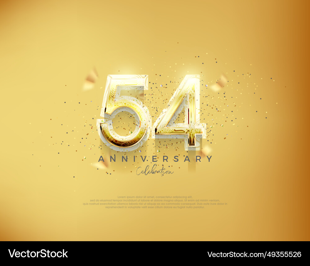 54th anniversary number luxury gold background Vector Image