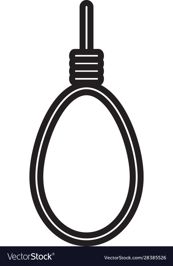 Black line gallows rope loop hanging icon isolated