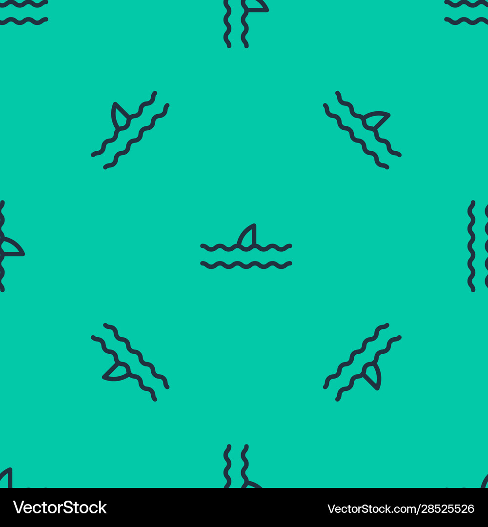 Blue line shark fin in ocean wave icon isolated Vector Image